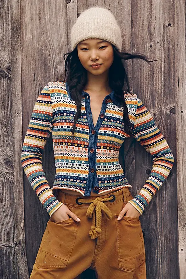 Free People Oak And Pine Cardigan - Heritage Combo