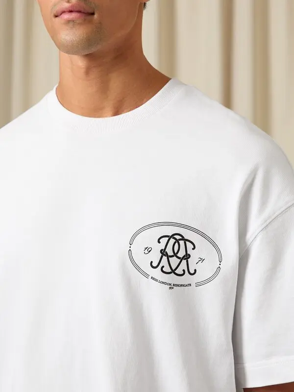 REISS Cuthbert Monogram-print Cotton Relaxed-fit T-shirt - White
