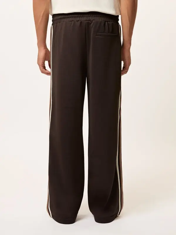 REISS Foster Monogram Cotton Wide-leg Joggers - Brown