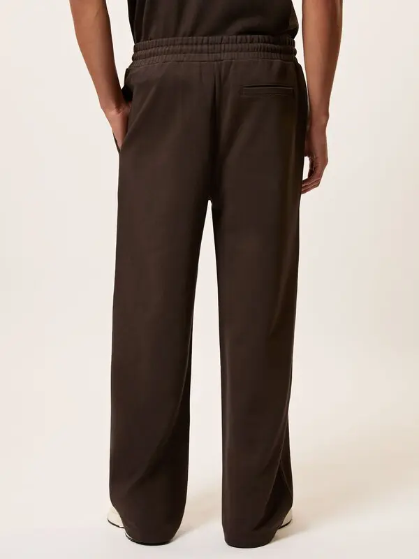 REISS Mellor Monogram Cotton Wide-leg Joggers - Brown