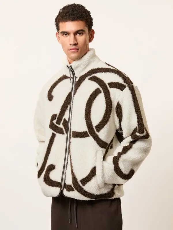 REISS Monogram Fleece Jacket