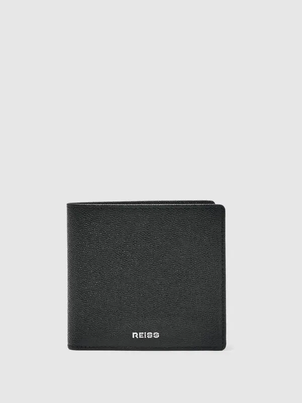 REISS Henry Micro-grain Leather Wallet - Black