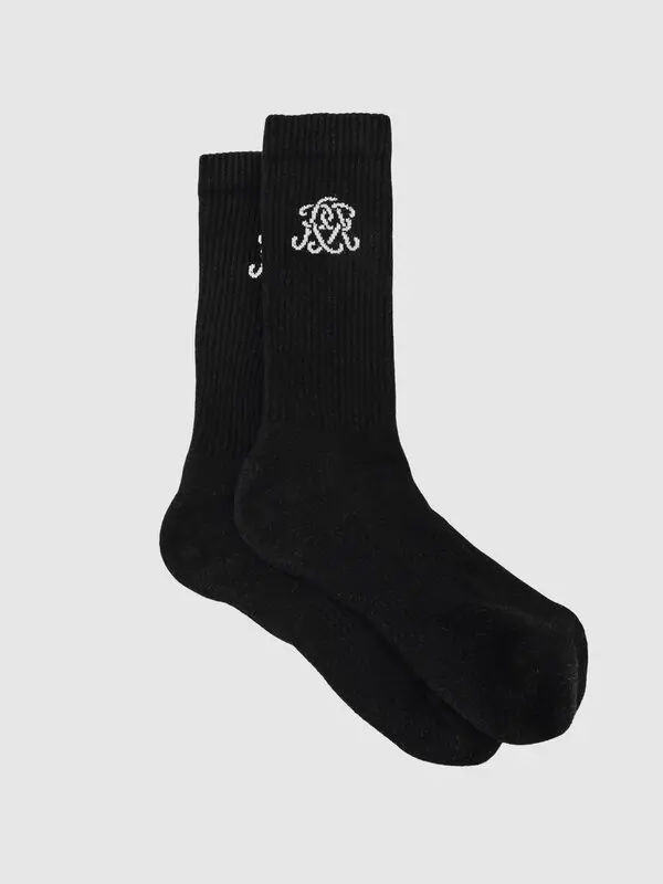 REISS Marcus Monogrammed Socks - Black
