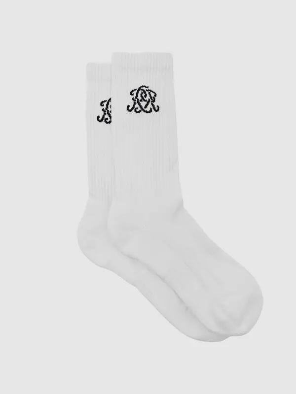 REISS Marcus Monogrammed Socks - White