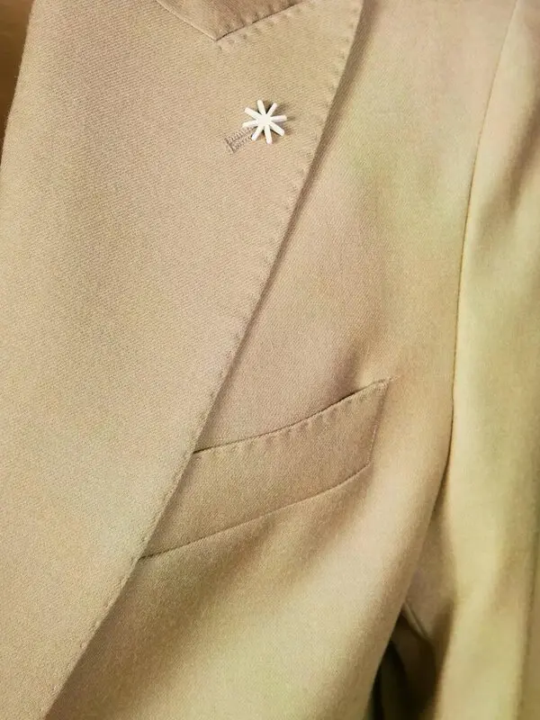 MANUEL RITZ Brooch-detail Single-breasted Suit - Neutrals