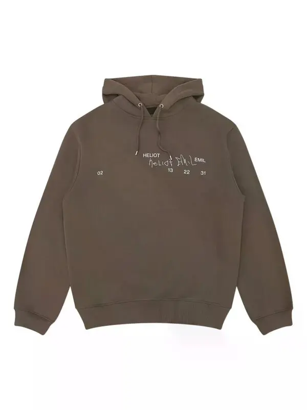 HELIOT EMIL Logo-print Hoodie - Brown