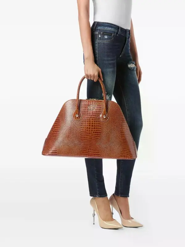 Philipp Plein Majestic Cocco Shiny Shoulder Bag - Brown
