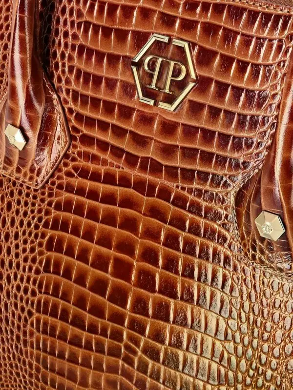 Philipp Plein Majestic Cocco Shiny Shoulder Bag - Brown