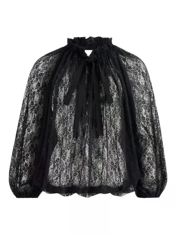 PATOU Lace Drawstring Top - Black