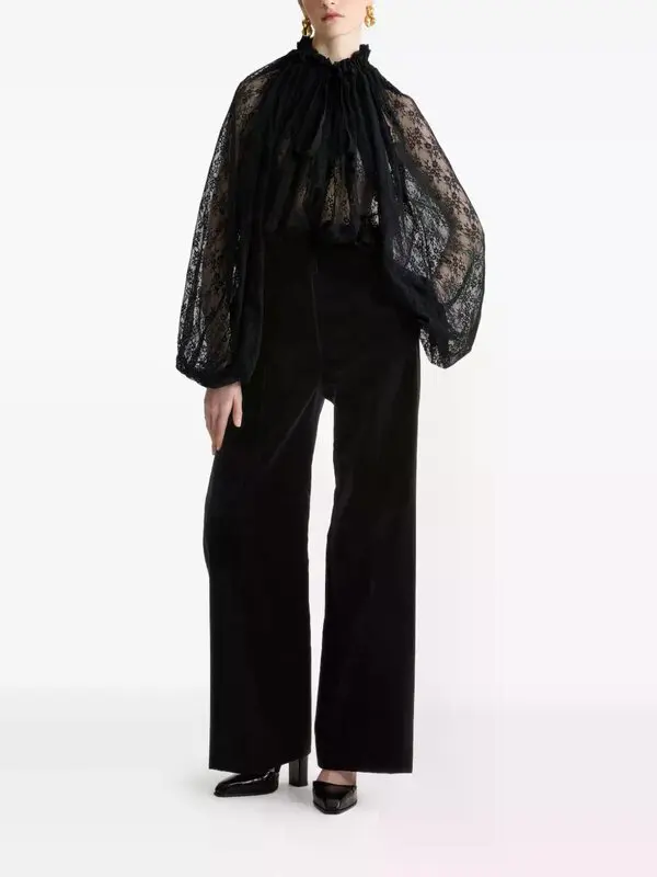 PATOU Lace Drawstring Top - Black