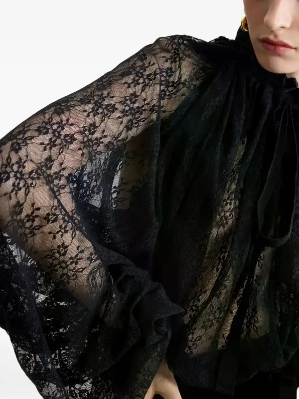 PATOU Lace Drawstring Top - Black