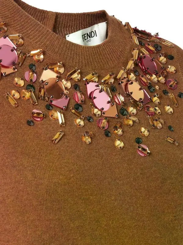 Fendi Crystal-embellished Knitted Top