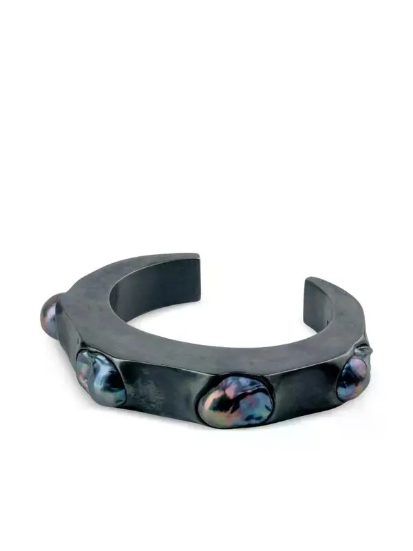 PARTS OF FOUR Crescent Pearl Bracelet - Silver