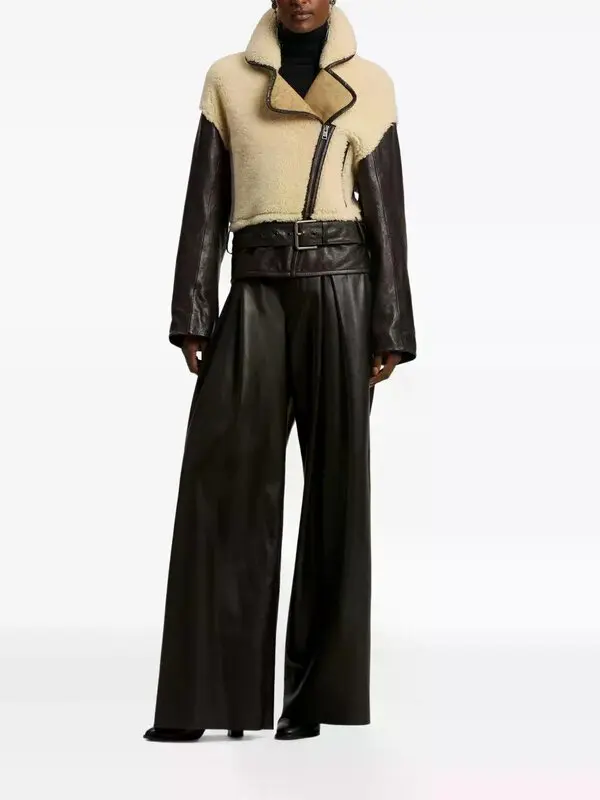 Ralph Lauren Shearling Leather Belted Jacket - Neutrals