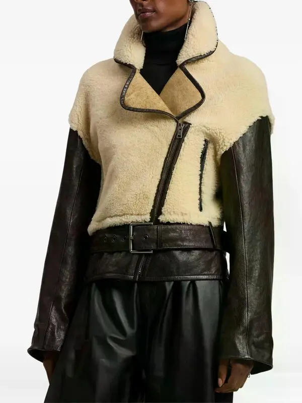 Ralph Lauren Shearling Leather Belted Jacket - Neutrals