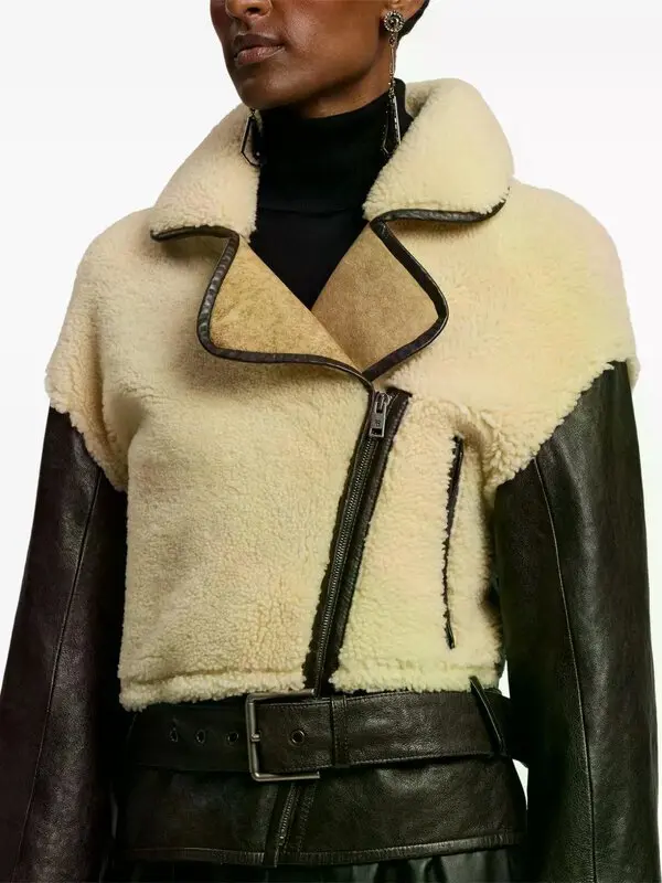 Ralph Lauren Shearling Leather Belted Jacket - Neutrals