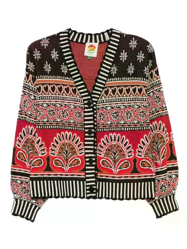 Farm Rio Patterned Cardigan - Red