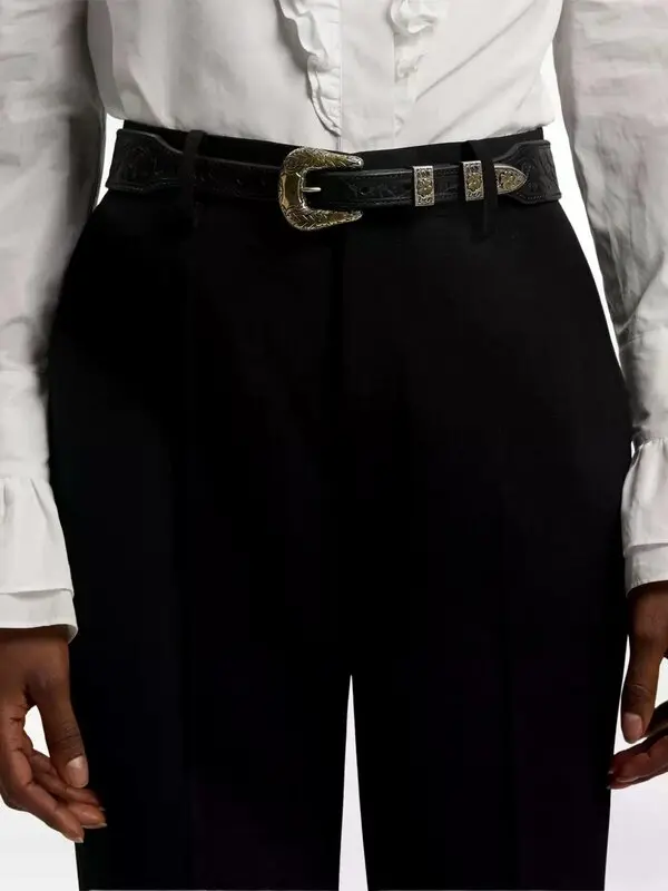 Ralph Lauren Floral-buckle Leather Belt