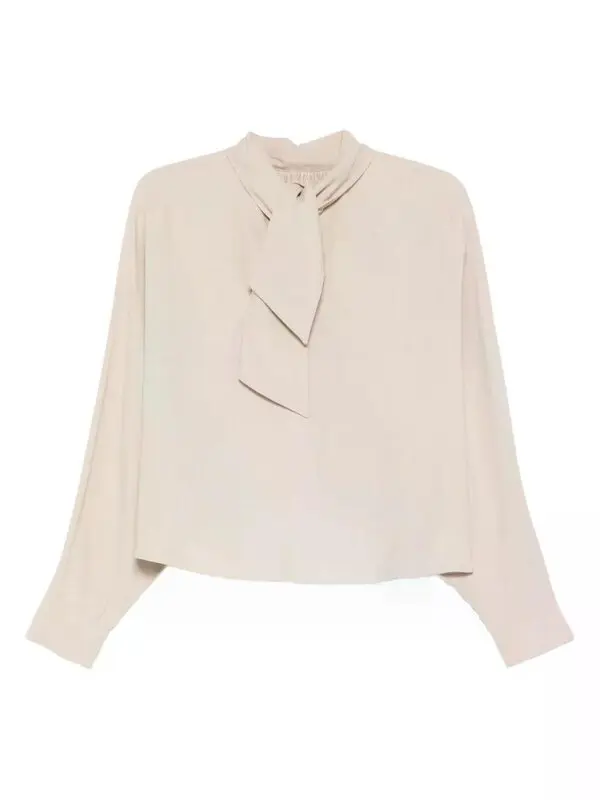 ALYSI Long Sleeve Tie Blouse