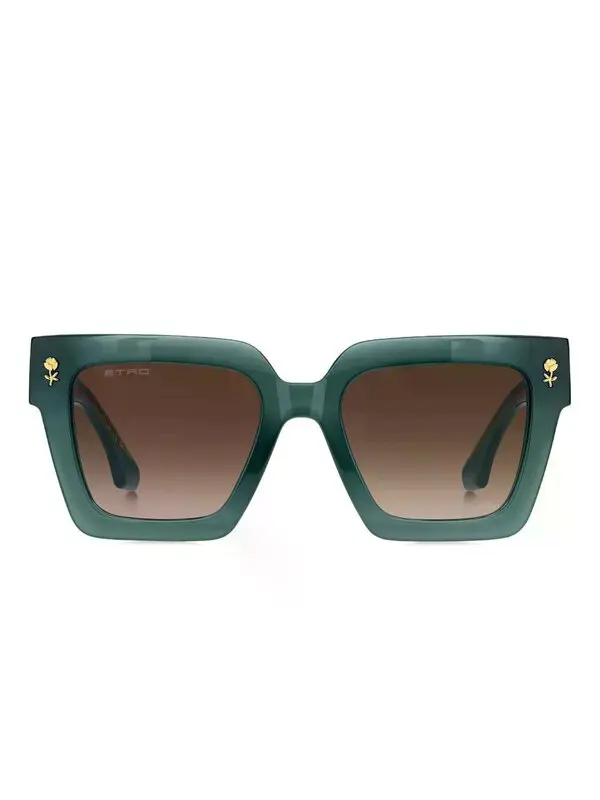 Etro Rose-embellished Square Sunglasses - Green