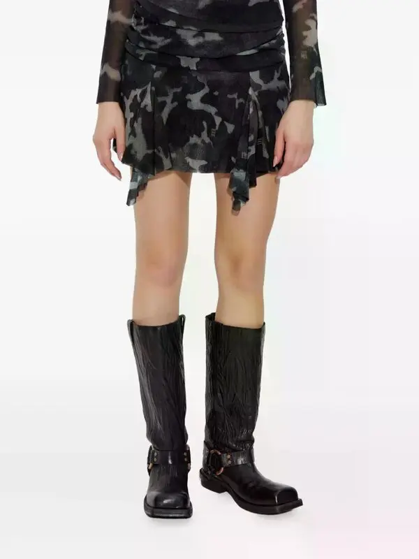 MISBHV Ruched Camouflage Tiered Skirt - Grey