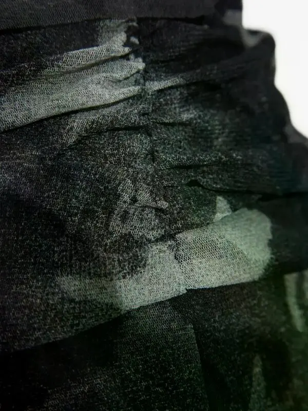 MISBHV Ruched Camouflage Tiered Skirt - Grey