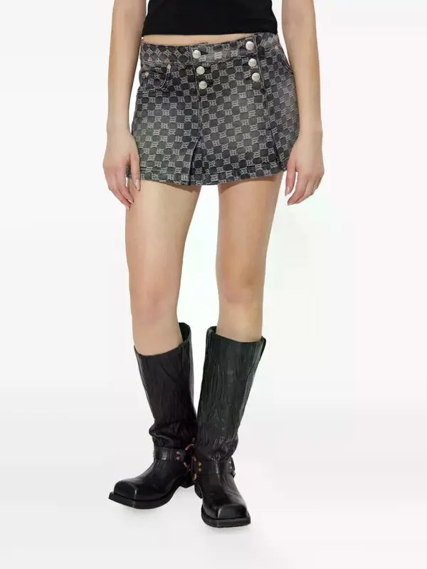 MISBHV Buttoned Patterned Mini Skirt