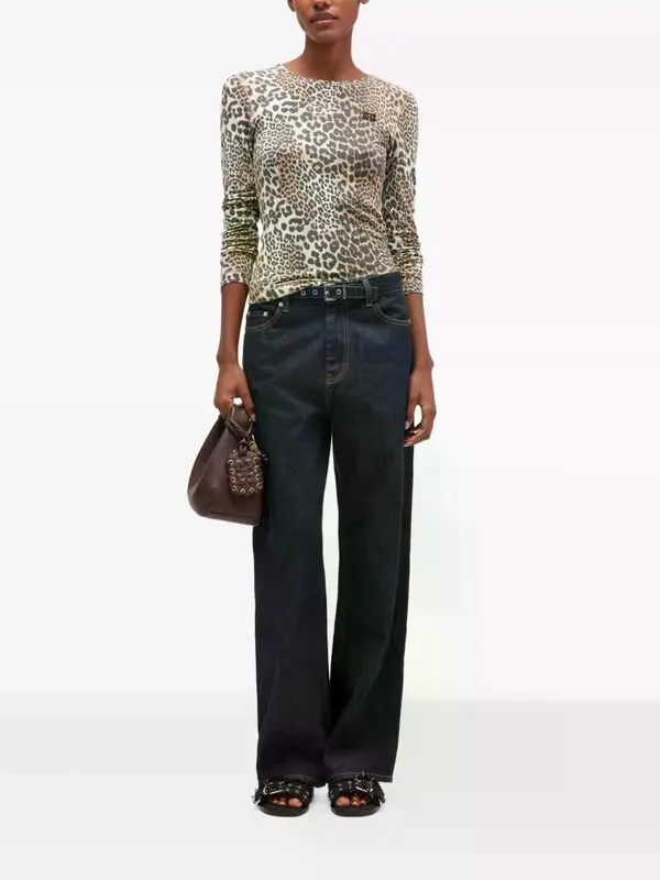 GANNI Leopard Long-sleeve Top - Brown