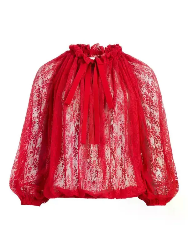 PATOU Lace Drawstring Top