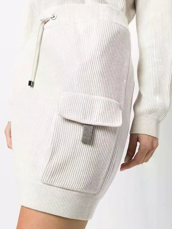 Brunello Cucinelli Ribbed Knit Drawstring Skirt