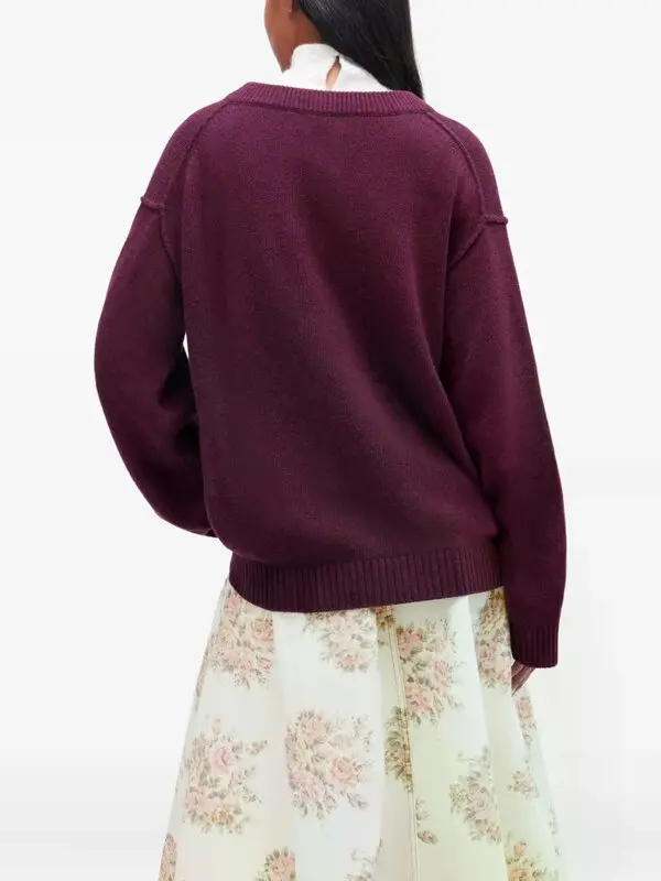GANNI V-neck Sweater With Logo Detail
