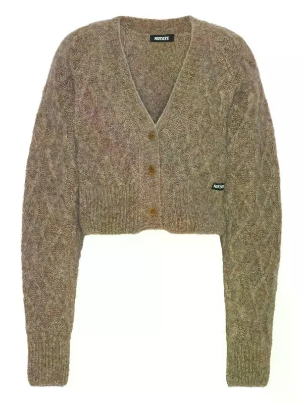 ROTATE BY BIRGER CHRISTENSEN Cable-knit Cropped Cardigan