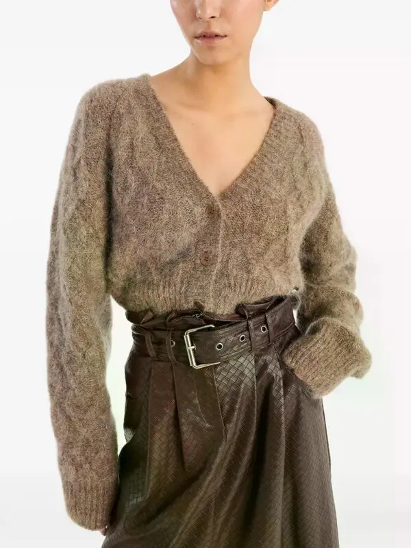 ROTATE BY BIRGER CHRISTENSEN Cable-knit Cropped Cardigan