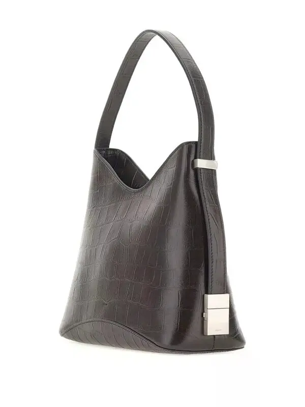 OSOI Crocodile-effect Leather Shoulder Bag - Brown