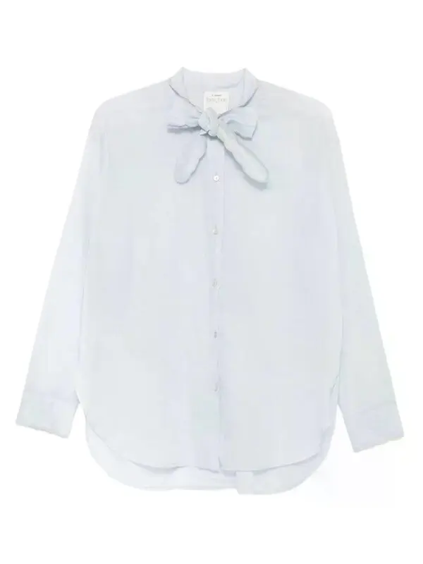 FORTE_FORTE Bow-collar Cotton Shirt