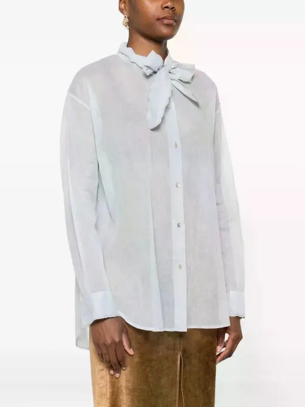 FORTE_FORTE Bow-collar Cotton Shirt
