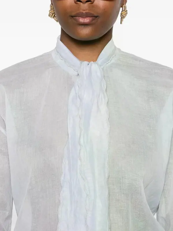 FORTE_FORTE Bow-collar Cotton Shirt