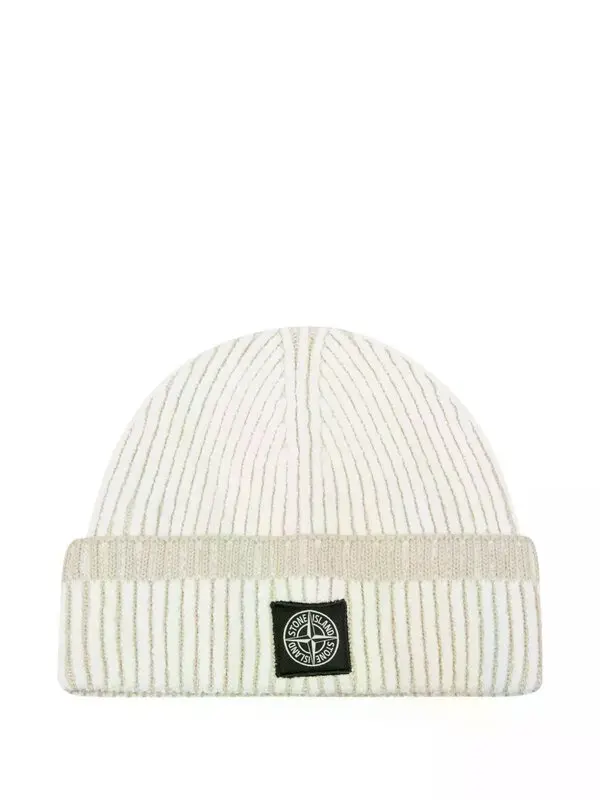 Stone Island Ribbed-knit Beanie - White
