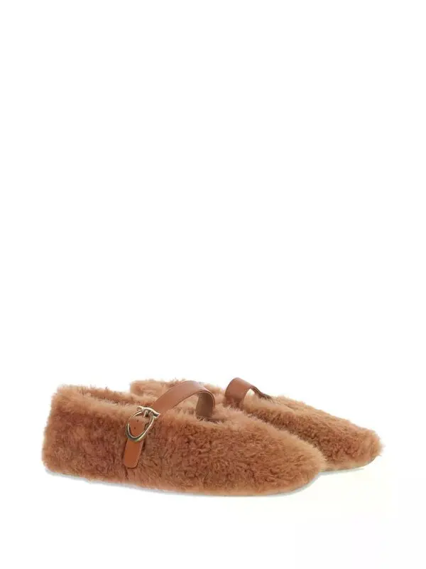 FERRAGAMO Shearling Ballerina Flats