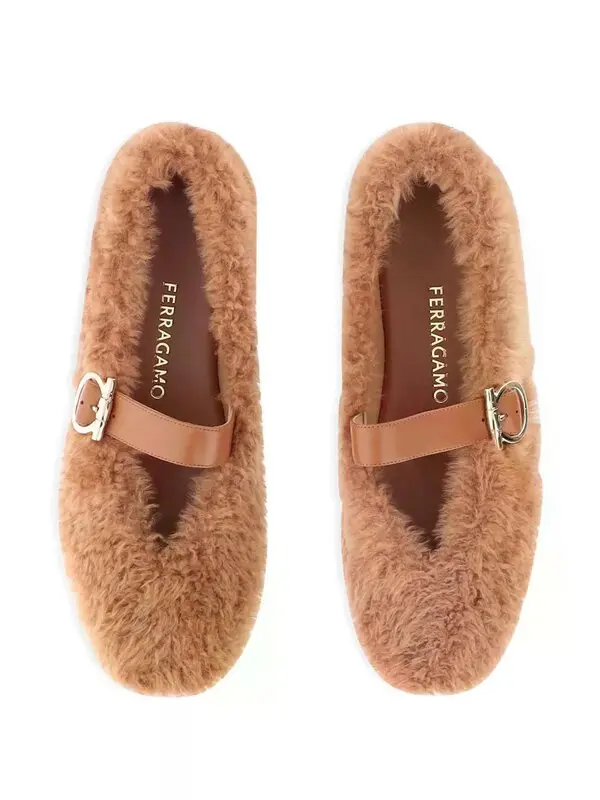 FERRAGAMO Shearling Ballerina Flats