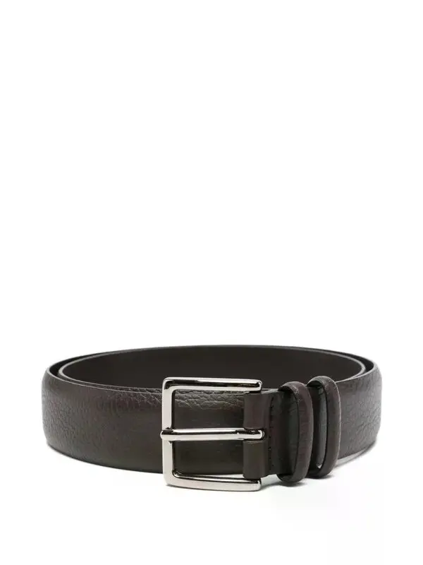 ORTIGNI Pebble-grain Leather Belt - Brown