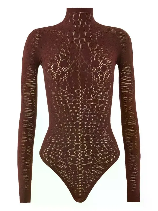 Wolford Snakeskin-motif Mock-neck Bodysuit