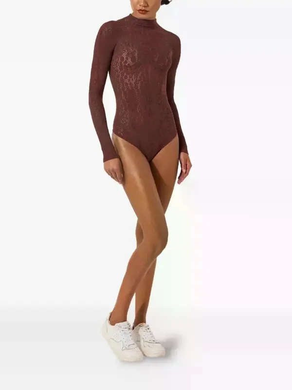 Wolford Snakeskin-motif Mock-neck Bodysuit