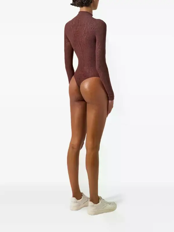 Wolford Snakeskin-motif Mock-neck Bodysuit