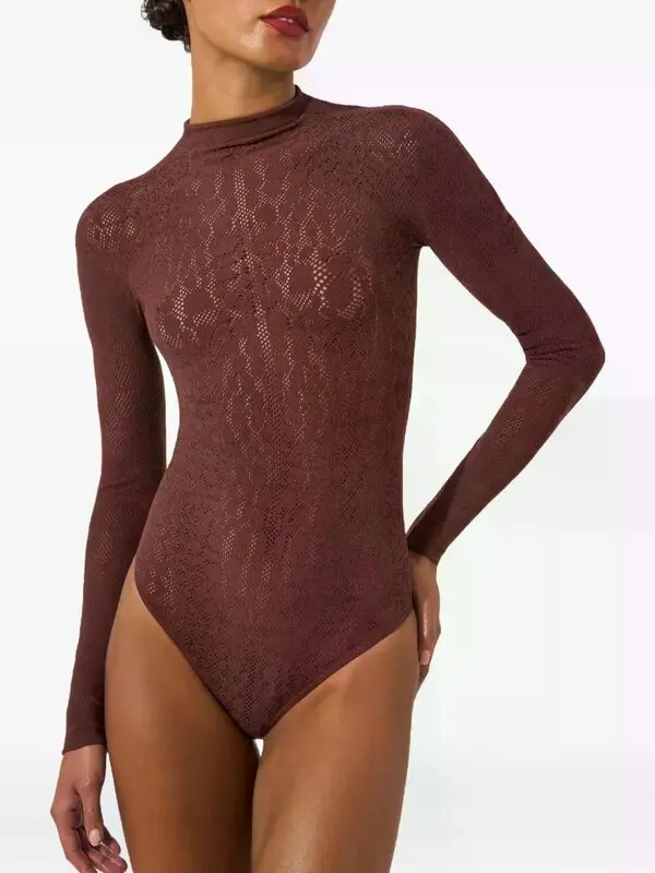 Wolford Snakeskin-motif Mock-neck Bodysuit