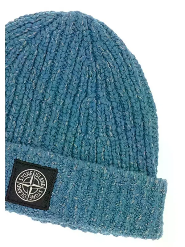 Stone Island Compass-patch Knit Beanie - Blue