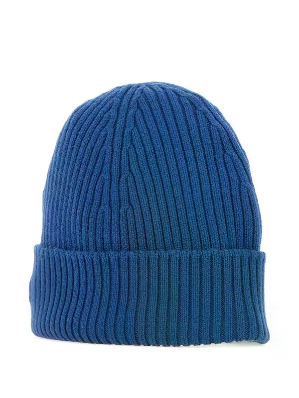 Lacoste Ribbed Logo-patch Beanie - Blue