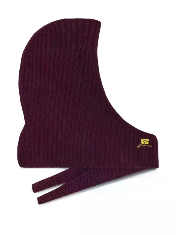 GANNI Embroidered Logo Balaclava - Red