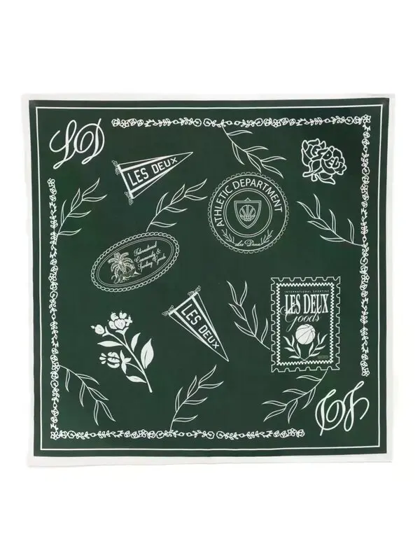 LES DEUX Printed Cotton Neckerchief - Green