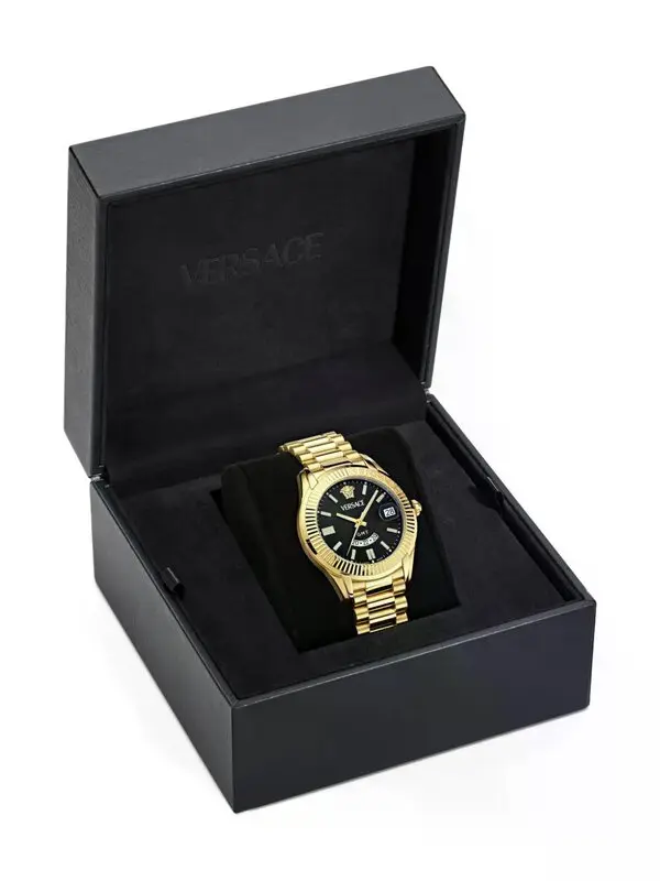 Versace Greca Gmt Fluted 41mm - Black